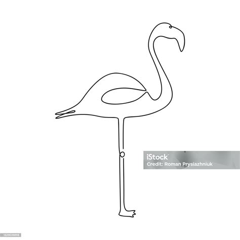 플라밍고 한 줄 드로잉 연속 라인 열대 조류 로고 엠블럼 및 디자인 카드 포스터를 위한 손으로 그린 일러스트레이션 검은색에 대한