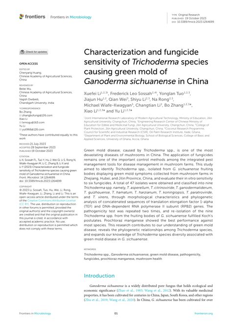 Pdf Characterization And Fungicide Sensitivity Of Trichoderma Species