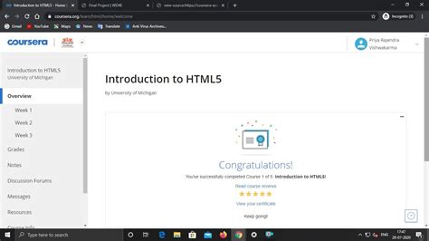 Introduction To Html5 Week 3 Peer Graded Assignment Final Project