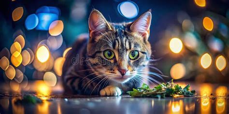 Enthralling Nighttime Catnip Sessions Adorable Kitten Reactions And Playful Cat Portraits In