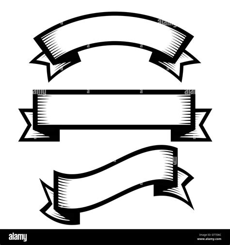 Retro Vintage Engraving Style Ribbon Vector Set Stock Vector Art And Illustration Vector Image