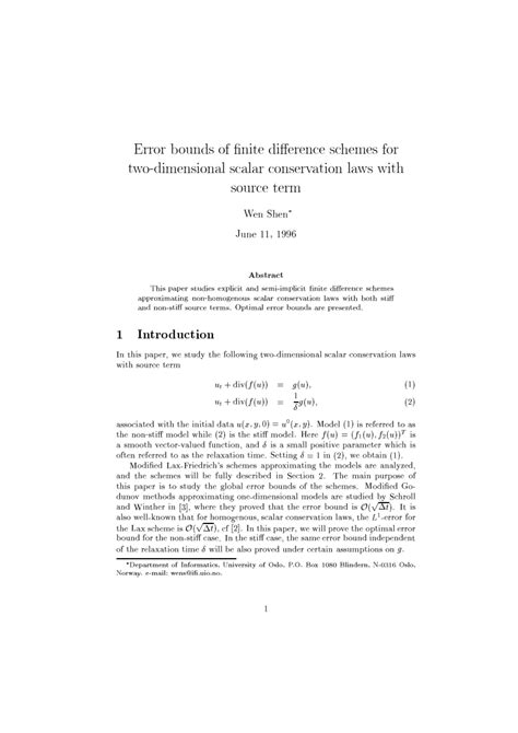 Pdf Error Bounds Of Finite Difference Schemes For Multi Dimensional
