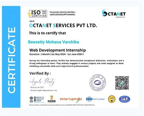 Beesetty Mohana Varshika On Linkedin Octanet Webdevelopment Internship