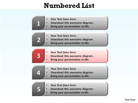 Numbered List Slides Presentation Diagrams Templates Powerpoint Info Graphics Presentation