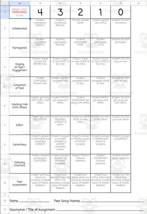 Group Work Rubric By Teach Simple