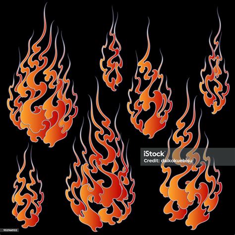 Ilustrasi Api Gaya Jepang Ilustrasi Stok Unduh Gambar Sekarang Api