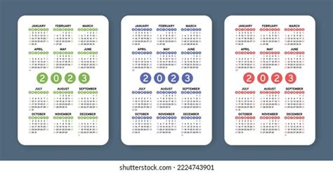 달력 세트 2023 영어 벡터 세트 스톡 벡터로열티 프리 2224743901 Shutterstock