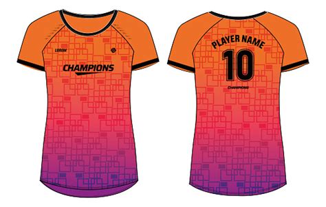 여성 스포츠 저지 티셔츠 디자인 컨셉 일러스트레이션 추상적인 기하학적 패턴 라운드 넥 티셔츠 여자 배구 저지 축구 배드민턴 축구