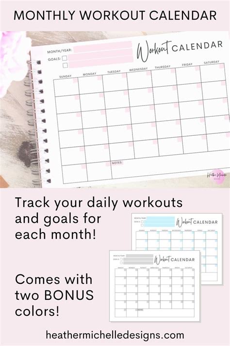 Monthly Workout Planner Fitness Tracker Printable Pdf Available In Us