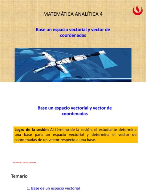 SesiÓn 2 1 Base De Un Espacio Vectorial Y Vector De Coordenadas Pdf Base álgebra Lineal