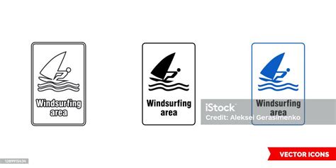 윈드 서핑 지역 일반 통지 기호 아이콘 3 가지 유형 색상 흑백 윤곽선 격리된 벡터 기호 기호 실루엣에 대한 스톡 벡터 아트 및 기타 이미지 Istock