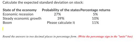 Solved Calculate The Expected Standard Deviation On Stock Chegg