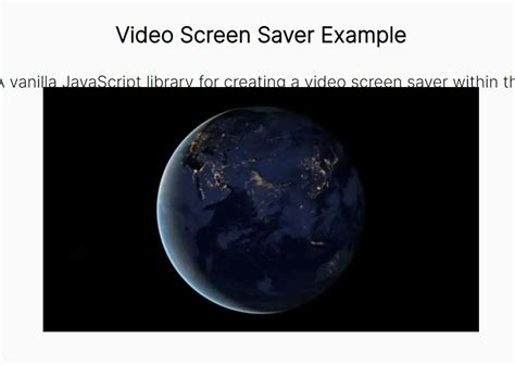 Video Screen Saver For The Web Webscreensaverjs Css Script