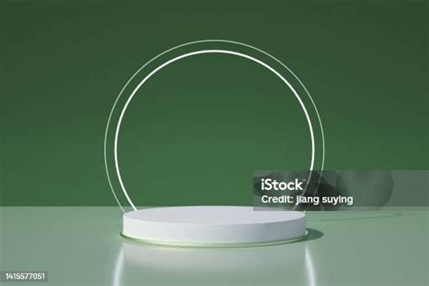 밝은 녹색 배경의 3d 렌더링 가상 제품 디스플레이 플랫폼 0명에 대한 스톡 사진 및 기타 이미지 0명 3차원 형태 가상현실 Istock