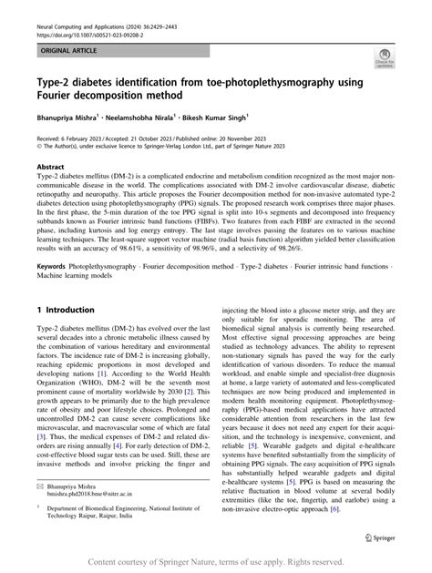Type 2 Diabetes Identification From Toe Photoplethysmography Using Fourier Decomposition Method