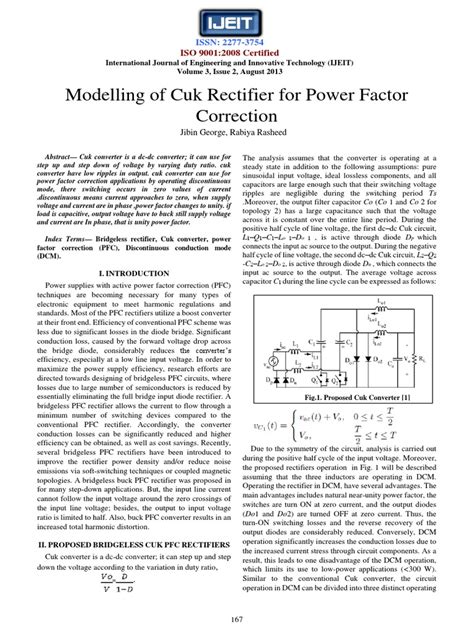 Cuk For Power Factor Correction Pdf Rectifier Power Supply