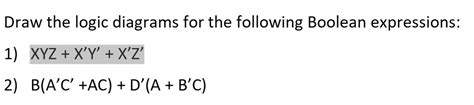 solved draw the logic diagrams for the following boolean expressions