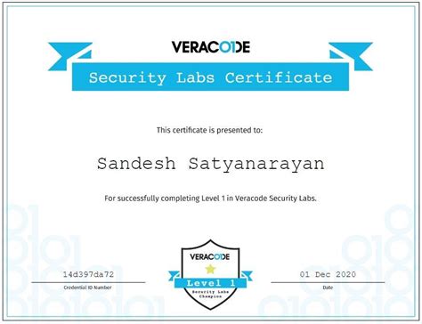 Sandesh Satyanarayan On Linkedin Done With Veracode Level 1