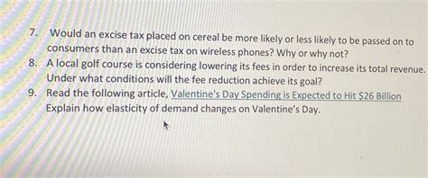 Solved Would An Excise Tax Placed On Cereal Be More Likely