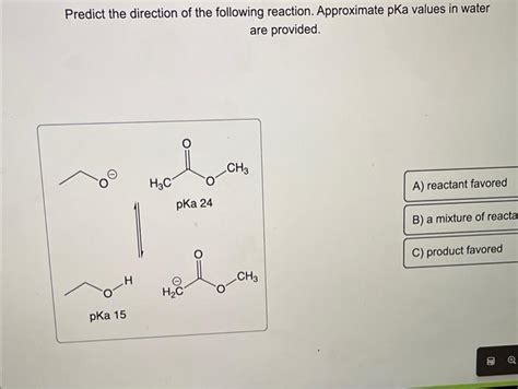 Solved Predict The Direction Of The Following Reaction