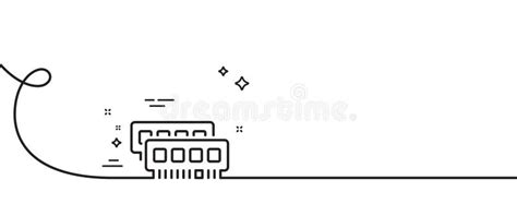 Ram Line Icon Computer Random Access Memory Component Sign Continuous Line With Curl Vector