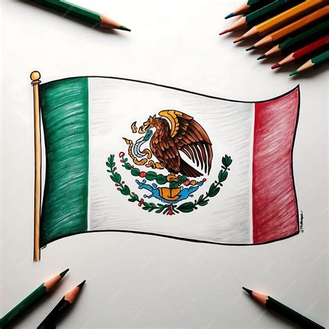 Simple And Clean Mexican Flag Drawing For Professional Use Premium Ai