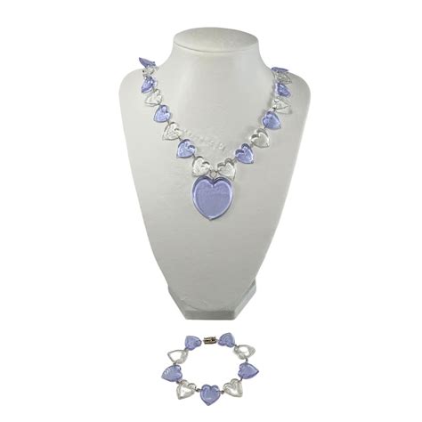 Liman Glass Solid Heart Pendant Big Heart Necklace Bracelet Set