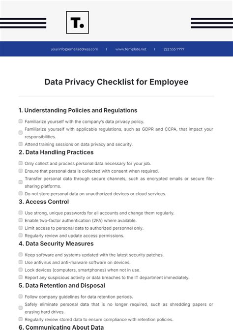 Free Data Privacy Checklist For Employee Template To Edit Online