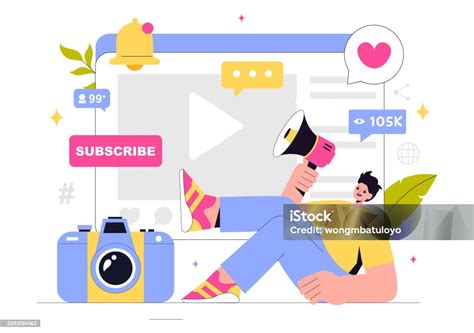 콘텐츠 제작 벡터 일러스트레이션은 디지털 마케팅 카피라이팅 소셜 미디어 참여 콘텐츠 사용자 정의 및 커뮤니티 상호 작용을