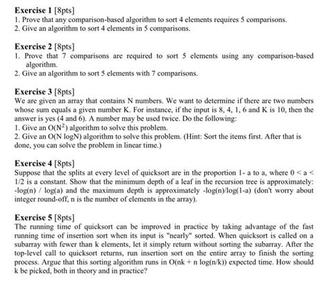 Solved Exercise 1 8pts 1 Prove That Any Comparison Based