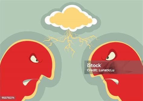 Angry Couple Of Menvector Poster Background Stock Illustration