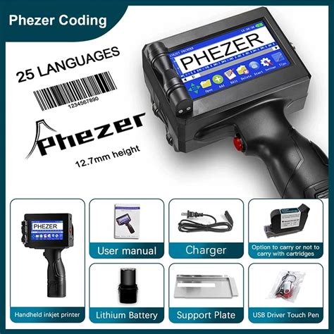 Phezer P15 127mm Label Printer Qr Bar Batch Code Date Number Logo