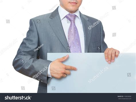 Man Pointing Blank Board Isolated On Stock Photo 143630836 Shutterstock