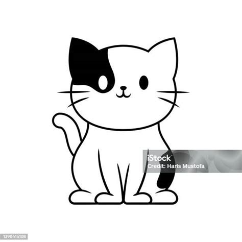 귀여운 고양이 라인 아트 일러스트 레이 션 아이콘 디자인 템플릿 벡터 고양이 새끼에 대한 스톡 벡터 아트 및 기타 이미지 고양이 새끼 고양잇과 귀여운 Istock