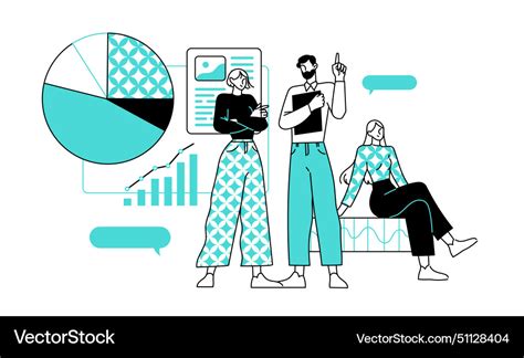 People Work With Analytics And Statistic Vector Image