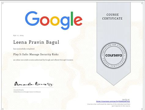 Leena Bagul On Linkedin I Have Successfully Completed My Certification Course Of Manage Security