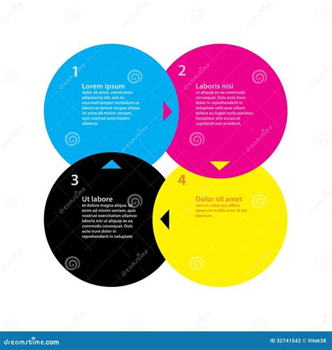 CMYK Color Template Four Choices Steps With Space For Text Stock Vector Illustration Of