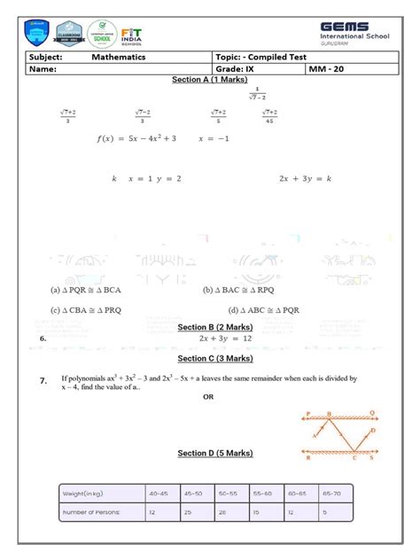 Compiled Test Grade Ix Pdf Euclidean Plane Geometry Classical Geometry
