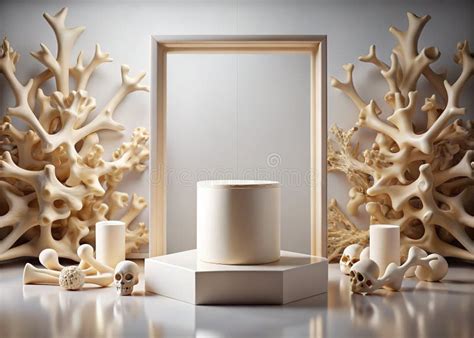 A Spooky Bonethemed Product Display Mockup Stunning Realistic 3d Scene For Marketing And Design