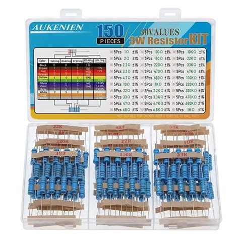 3w Resistor Kit 30 Values 150pcs 3 Watt Metal Film Fixed Resistors