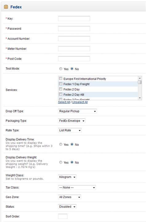 Setting Up The Fedex Shipping Extension In Opencart 15