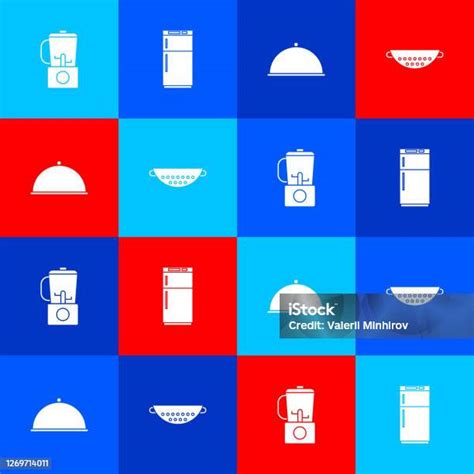 세트 블렌더 냉장고 트레이와 주방 소쿠리 아이콘으로 덮여 벡터 가리기에 대한 스톡 벡터 아트 및 기타 이미지 가리기 가정