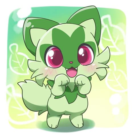 A Green And White Cat With Big Red Eyes Standing In Front Of A Leafy