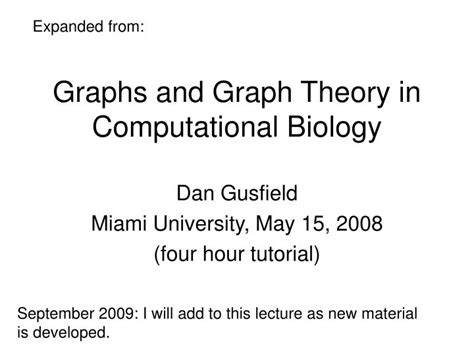 Ppt Graphs And Graph Theory In Computational Biology Powerpoint