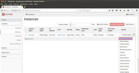 associate floating ip instances openstack dashboard