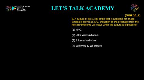 How Uv Radiation Induces Lambda Prophage From Lysogenic E Coli Cultures Csir Net Life Science