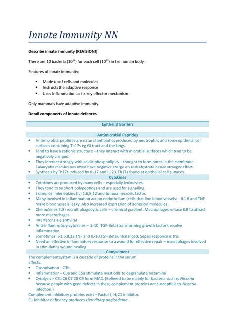 Innate Immunity Features Of Innate Immunity Made Up Of Cells And Molecules Instructs The