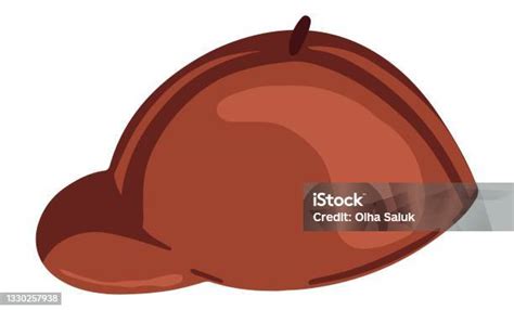 베레모 캡 가을과 겨울 액세서리 손으로 그린 벡터 그림 옷의 컬러 만화 낙서 흰색으로 격리된 단일 도면입니다 디자인 인쇄 스티커