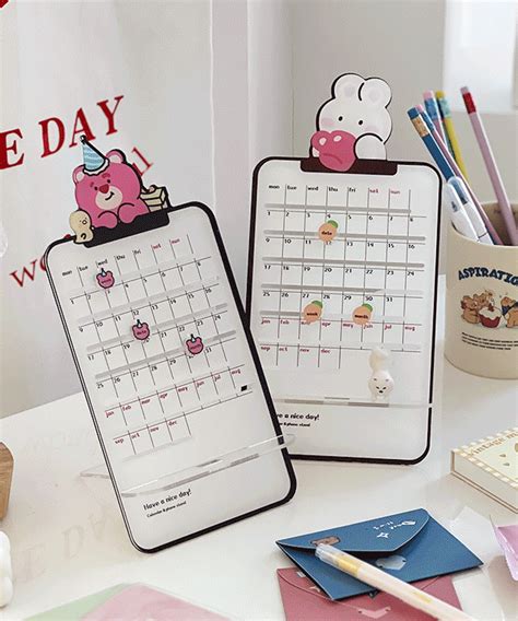 곰돌이 토끼 아크릴 데스크 탁상달력 만년달력 캘린더 에이블리