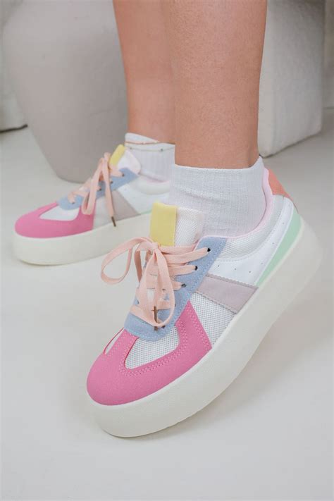 Womens Multi Coloured Patterned Trainers Miss Moda Luxe